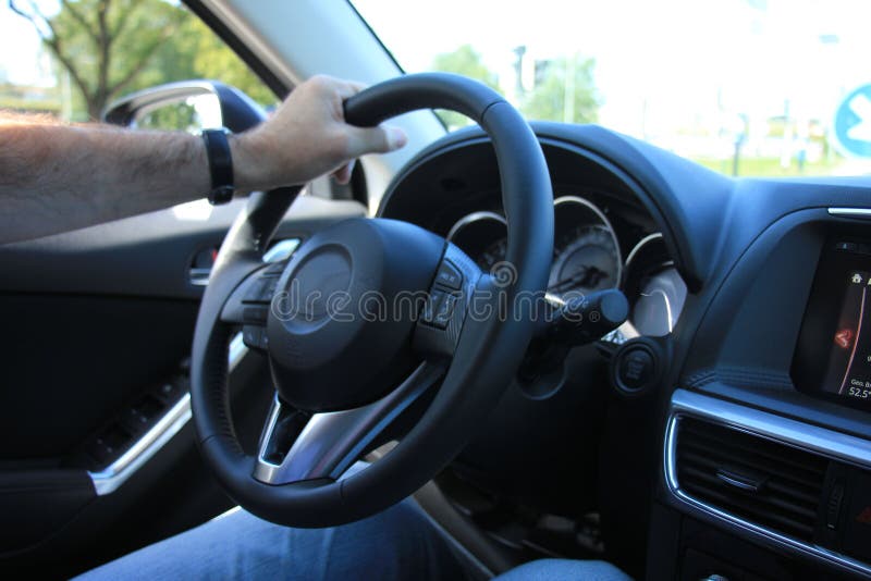 Modern car interior stock image. Image of hand, style - 71065083