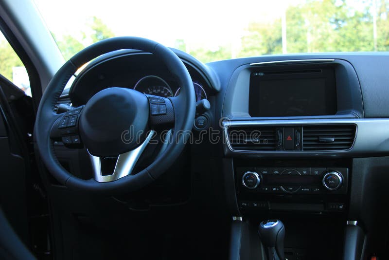 Modern car interior stock image. Image of grey, shift - 85401877