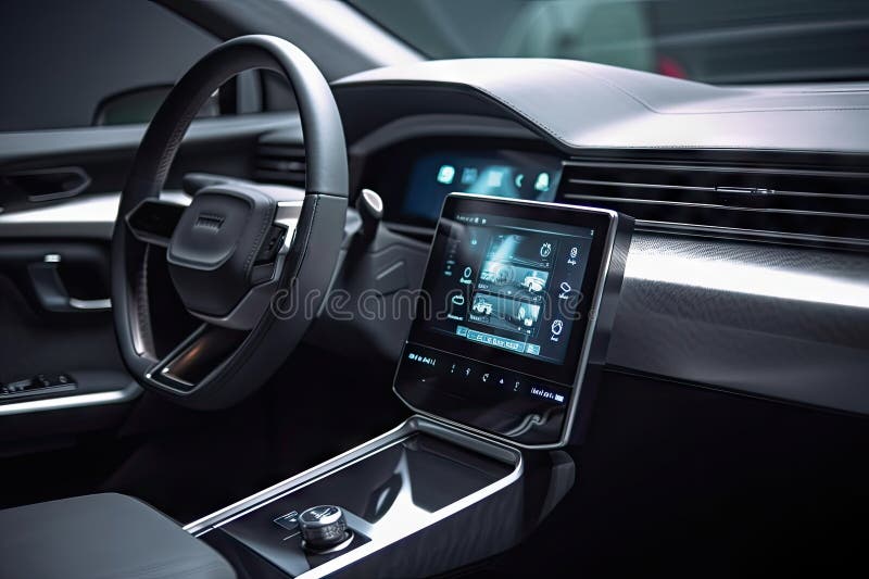 Modern Car Interior with Sleek Dashboard, Touchscreen Display and ...