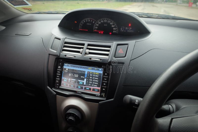 Modern Car Interior. Smart Multimedia Touchscreen System for Automobile ...