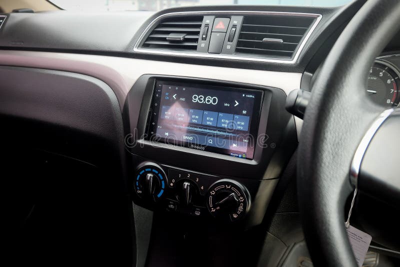 Modern Car Interior. Smart Multimedia Touchscreen System for Automobile ...