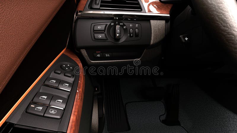Modern Car Interior View of the Control Panel Lifting Windows an Stock ...