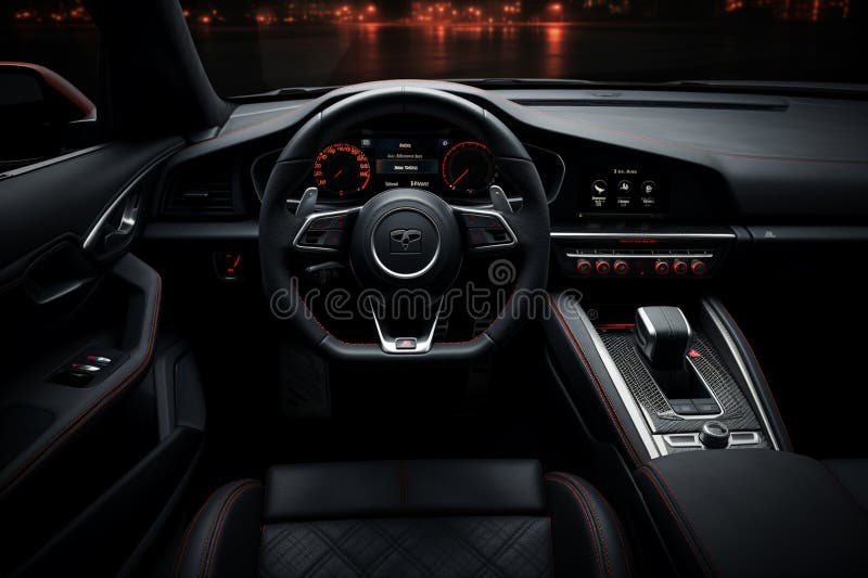 Modern Car Interior. View from the Driver S Seat Stock Illustration ...