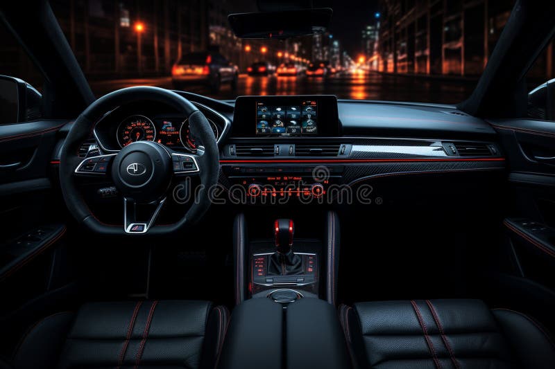 Modern Car Interior. View from the Driver S Seat Stock Illustration ...