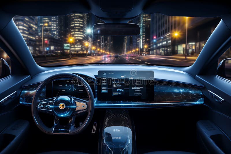 Modern Car Interior. View from the Driver Seat Stock Illustration ...