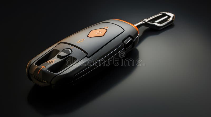 Modern Car Key on Black Background Stock Illustration - Illustration of ...