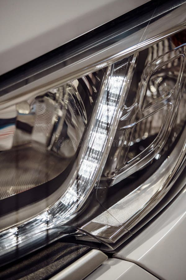 Modern car LED headlights stock image. Image of halogen - 257886403