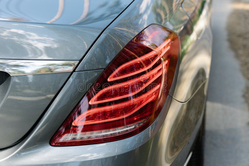 Modern car LED tail lights stock photo. Image of back - 216935104
