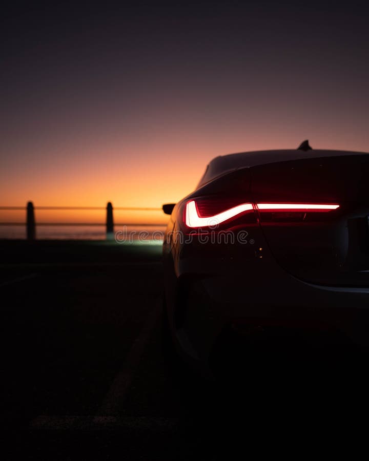 Modern car lights at night stock photo. Image of travel - 258372578