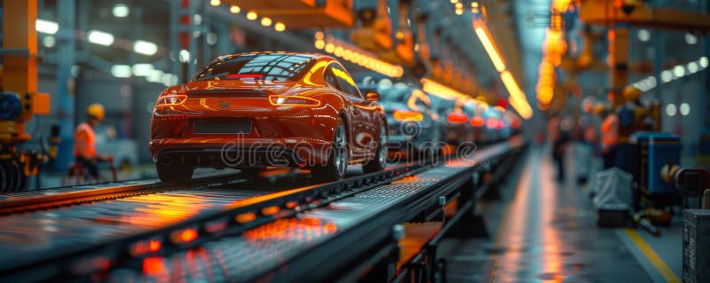 Modern Car Manufacturing Assembly Line with High-tech Automation and ...