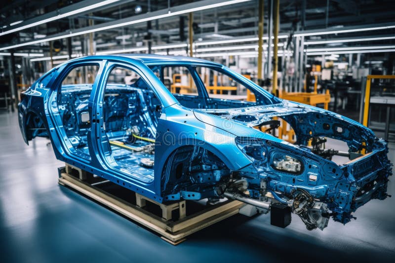 Modern Car Manufacturing Assembly Line on White Background, Auto ...