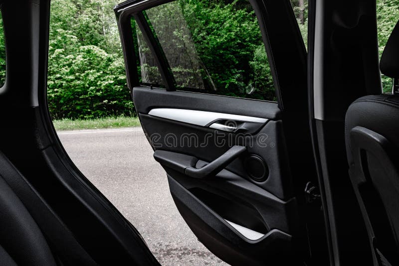 Modern Car with Open Door. Inside View. Stock Photo - Image of detail ...