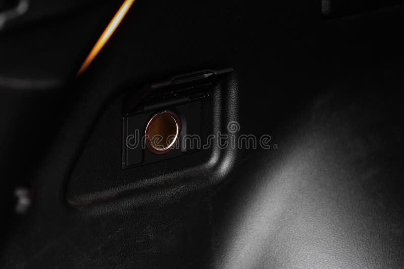 Modern car outlet socket. stock image. Image of charge - 235276261