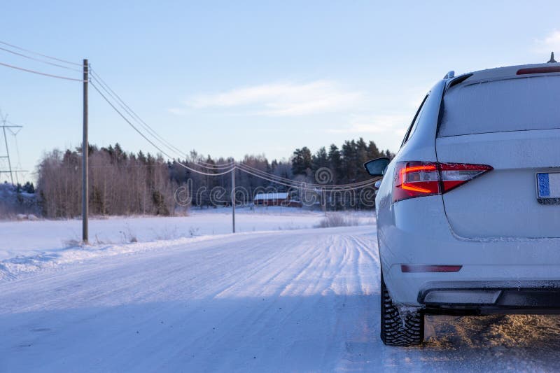 Modern Car Parked on a Roadside. Stock Photo - Image of frozen, street ...