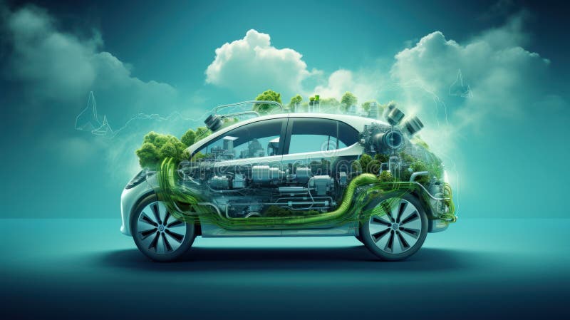 Modern Car Powered by Renewable Electricity Generation Stock ...