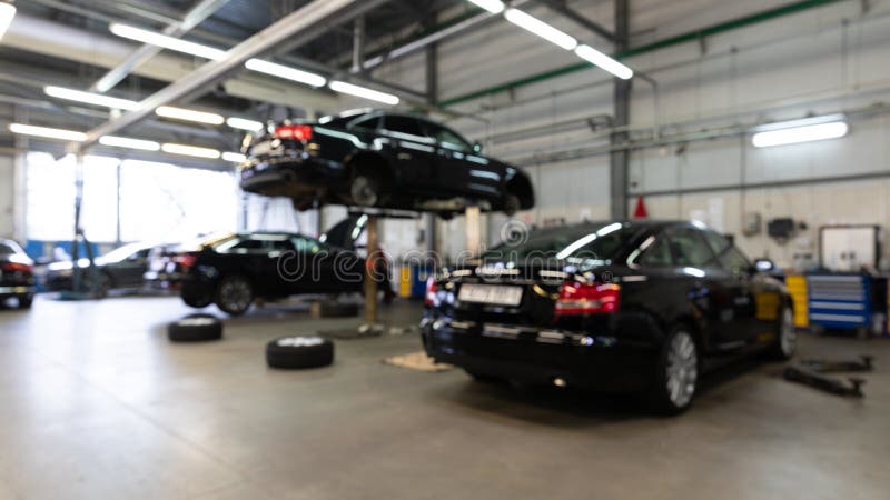 Modern Car Service Center, Blur Photo Stock Photo - Image of ...