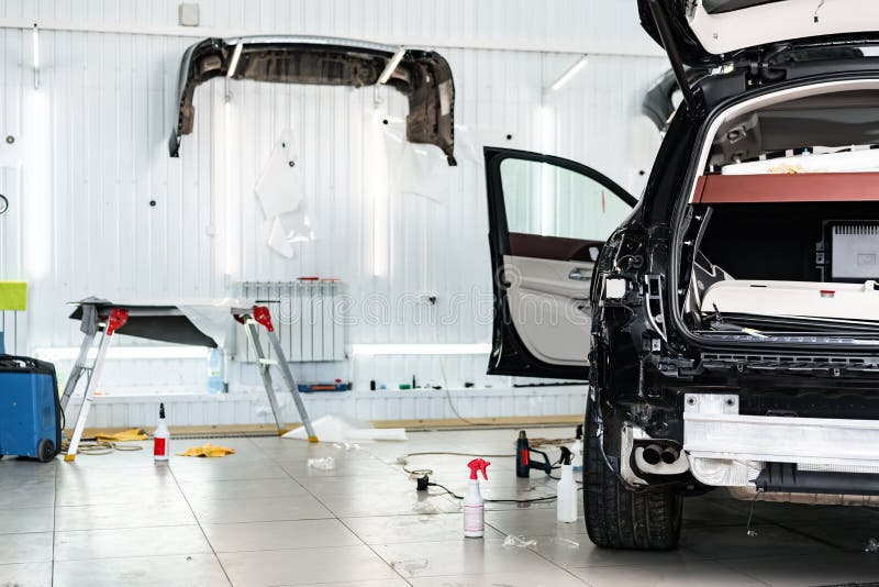 Modern Car in a Car Service Close Up Stock Image - Image of inside ...