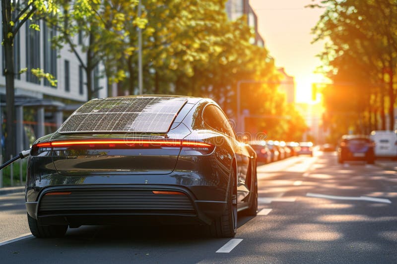 Modern Car with Solar Panels. Generative AI. Stock Illustration ...