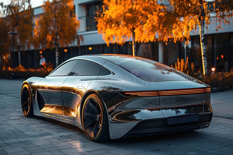 Modern Car with Solar Panels. Generative AI. Stock Illustration ...