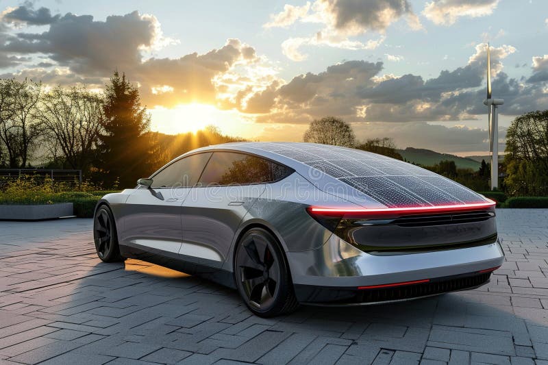 Modern Car with Solar Panels. Generative AI. Stock Illustration ...