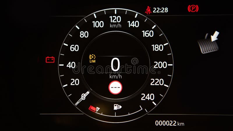 Modern Car Speedometer. Close Up Shot of the Dashboard a Car. Stock ...