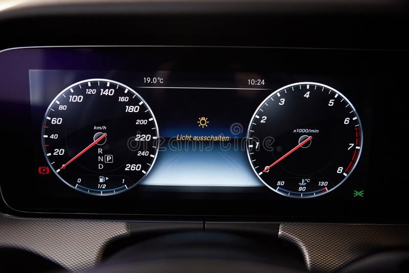Modern Car Speedometer. Close Up Shot of the Dashboard Stock Photo ...