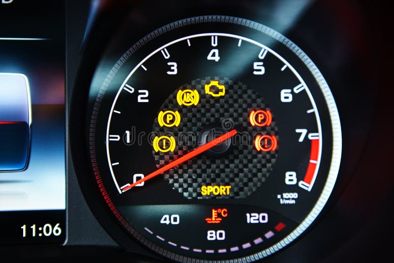 Modern Car Speedometer. Close Up Shot of the Dashboard Stock Photo ...