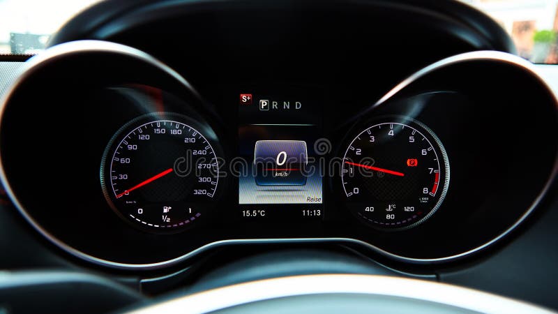 Modern Car Speedometer. Close Up Shot of the Dashboard Stock Photo ...