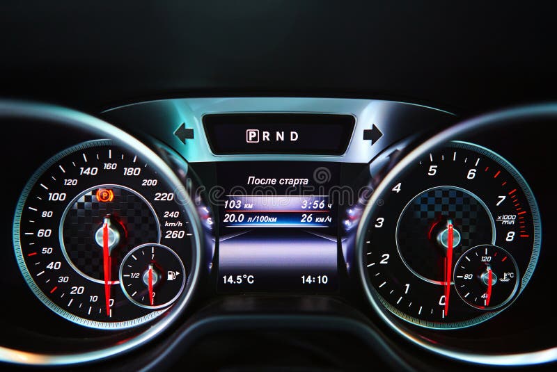 Modern Car Speedometer. Close Up Shot of the Dashboard Stock Image ...