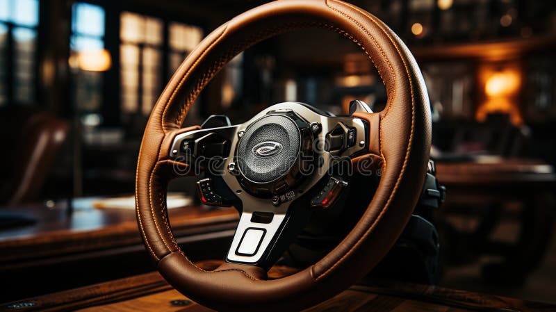 Modern Car Steering Wheel on Black Background. Steering Wheel on a ...