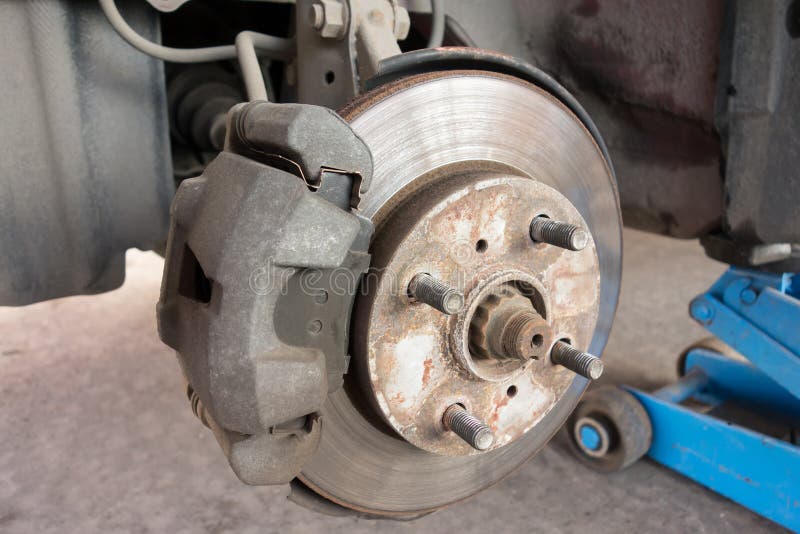 Modern Car Take Wheel Off Show Brake Disk and Caliper Assembly Stock ...