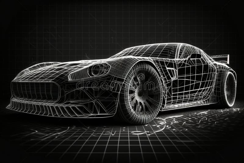 Modern Car Technology Concept with Wireframe Intersection. Generative ...