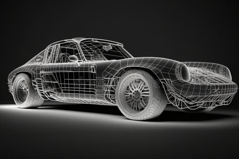 Modern Car Technology Concept with Wireframe Intersection, Generative ...