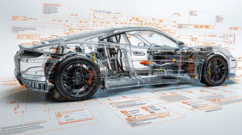 Modern Car Under Construction with Lots of Infographic Created with ...