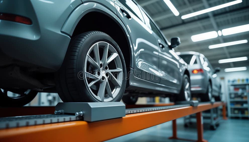 Modern Car Wheel Alignment Testing System Stock Illustrations – 3 ...