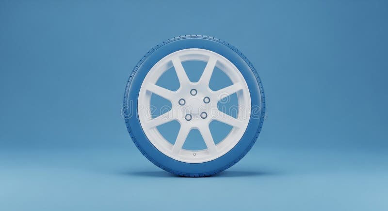 Modern Car Wheel on Blue Background Stock Illustration - Illustration ...