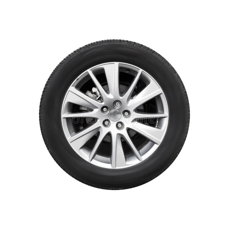 Modern Car Wheel, Front View Isolated on White Stock Image - Image of ...