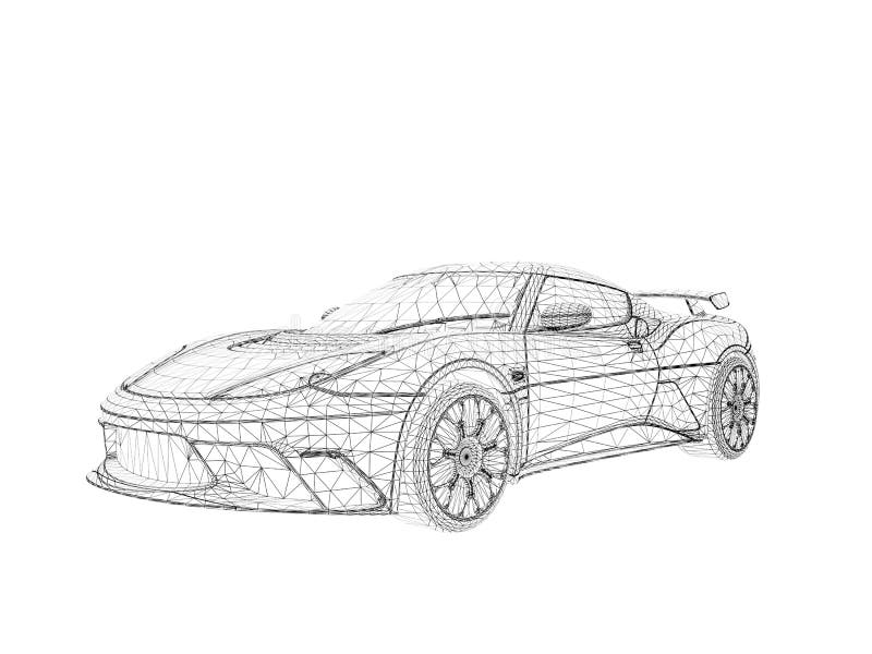 3D wireframe design of car stock illustration. Illustration of modern ...