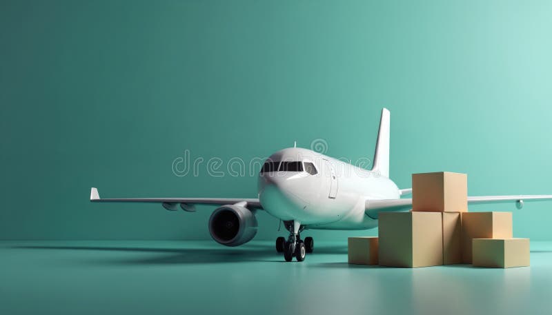 Modern Cargo Airplane with Boxes Ready for Loading, Air Freight ...