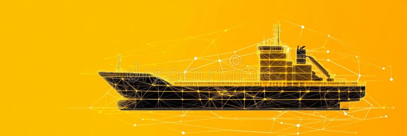 Modern Cargo Ship Connected by Network Global Shipping and Logistics ...