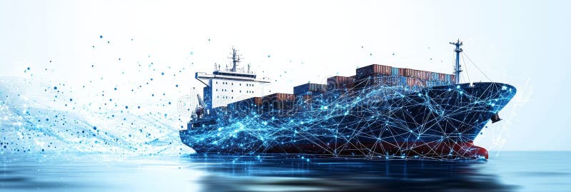 Modern Cargo Ship with Digital Network Connection, Global Logistics and ...