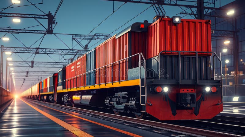 Modern Cargo Train Illustration a Powerful Visual of Industrial ...
