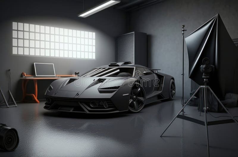 Modern Cars are in the Studio Room. AI Generation Stock Illustration ...