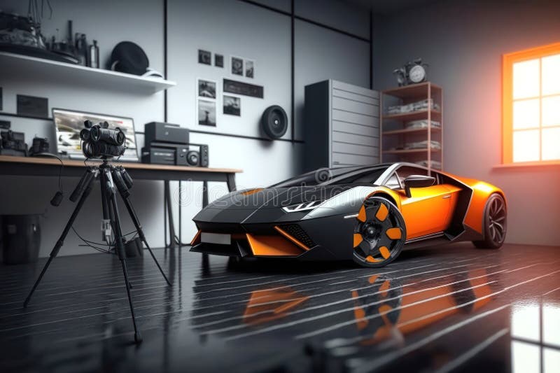 Modern Cars are in the Studio Room. AI Generation Stock Illustration ...