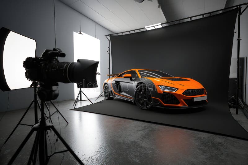 Modern Cars are in the Studio Room. AI Generation Stock Illustration ...