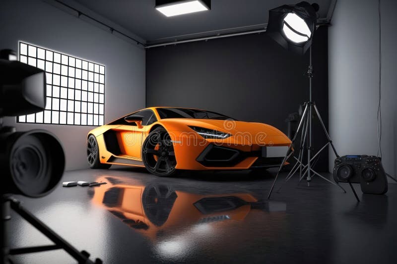 Modern Cars are in the Studio Room. AI Generation Stock Illustration ...