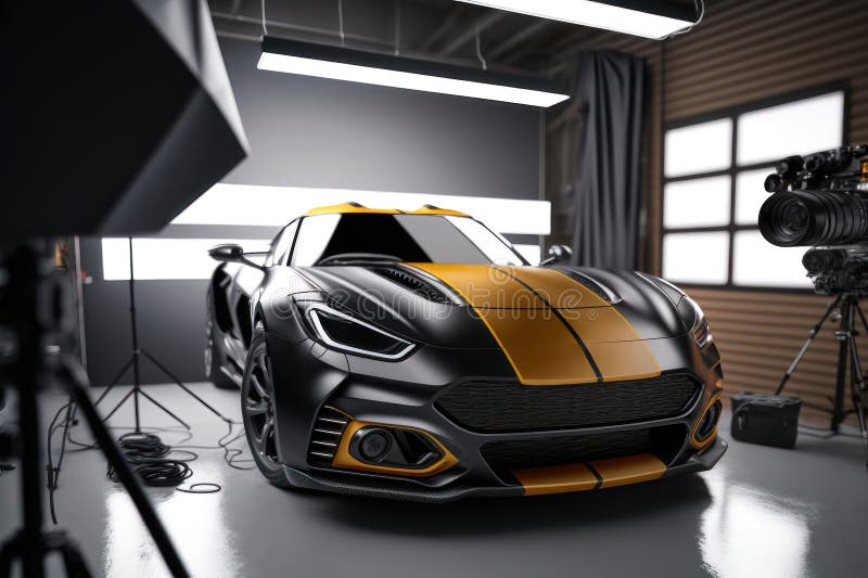 Modern Cars are in the Studio Room. AI Generation Stock Illustration ...