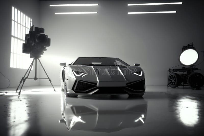 Modern Cars are in the Studio Room. AI Generation Stock Illustration ...