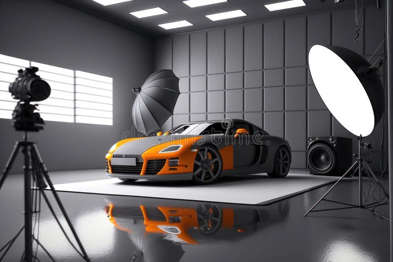 Modern Cars are in the Studio Room. AI Generation Stock Illustration ...