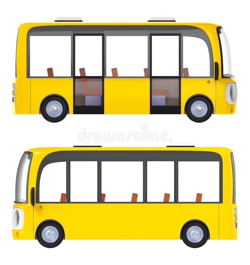 Modern Cartoon Bus Yellow Side Stock Illustration - Illustration of ...